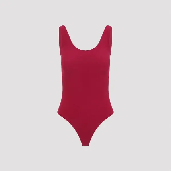 Wolford Slim Fit Scoop Neck Bodysuit - Red