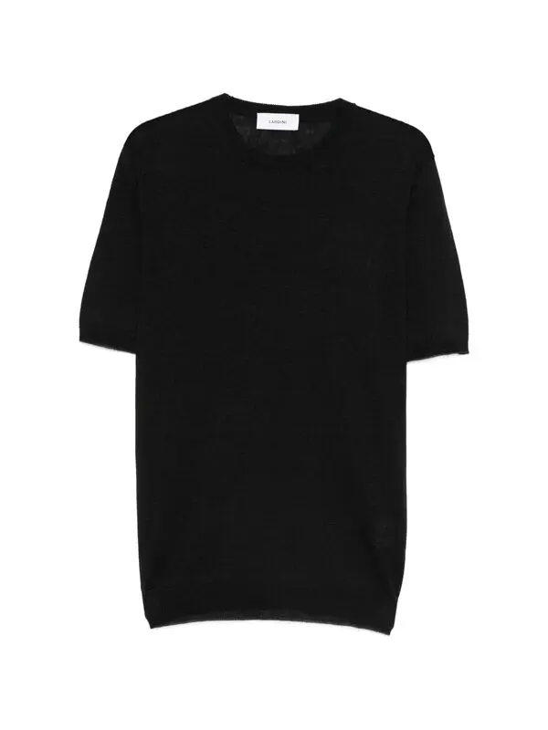 LARDINI Ribbed Cuffs And Hem Short Sleeve T-shirt Size - Black