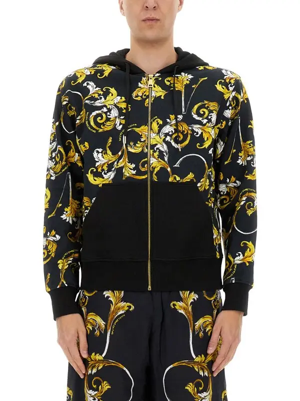 Versace Baroque Print Zip-up Hoodie - Black