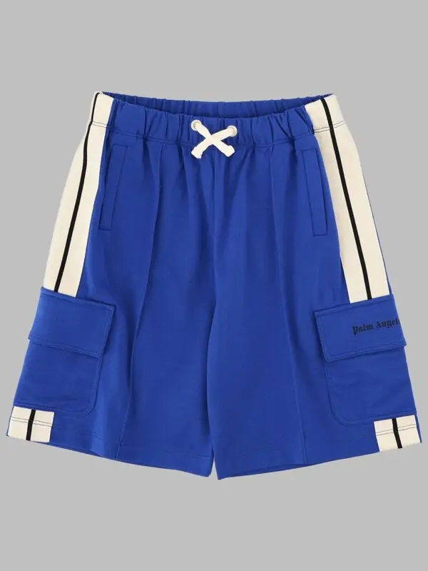 Palm Angels Mini Paint Track Cargo Shorts - Blue