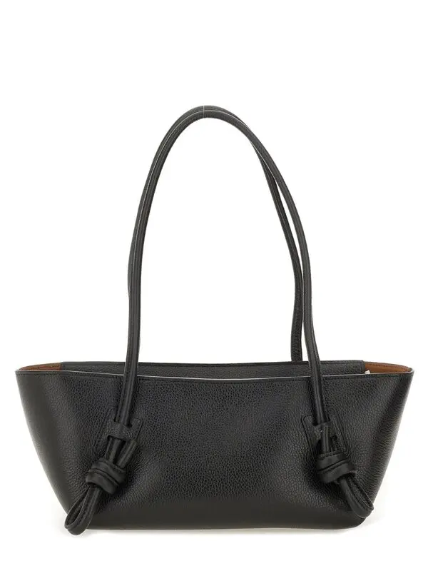 Hereu Fleca Knotted-handle Leather Shoulder Bag - Black