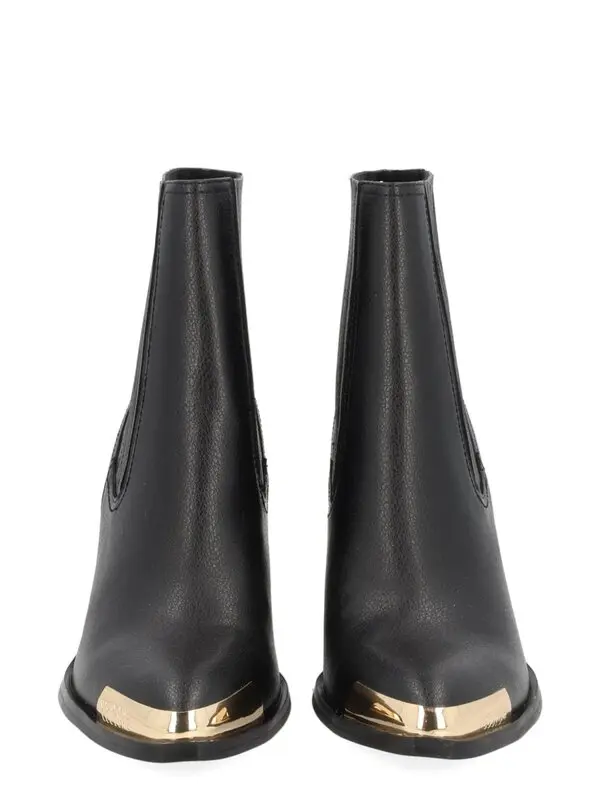 Versace Metallic Cap Toe Ankle Boots - Black