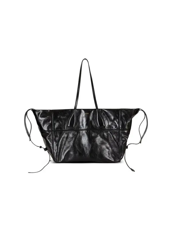 Balmain Track Zip Leather Mini Handbag - Noir