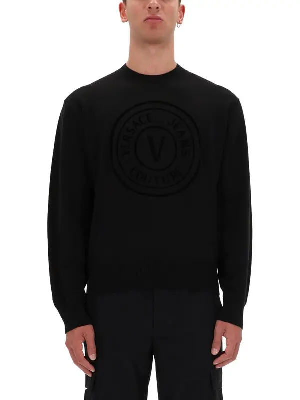 Versace Logo Crewneck Sweater - Black