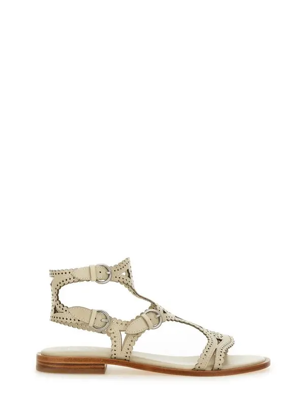 Ash Paprika Leather Sandals - Ivory