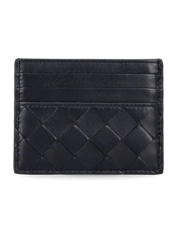 Bottega Veneta Mini Intrecciato Leather Card Case - Nero