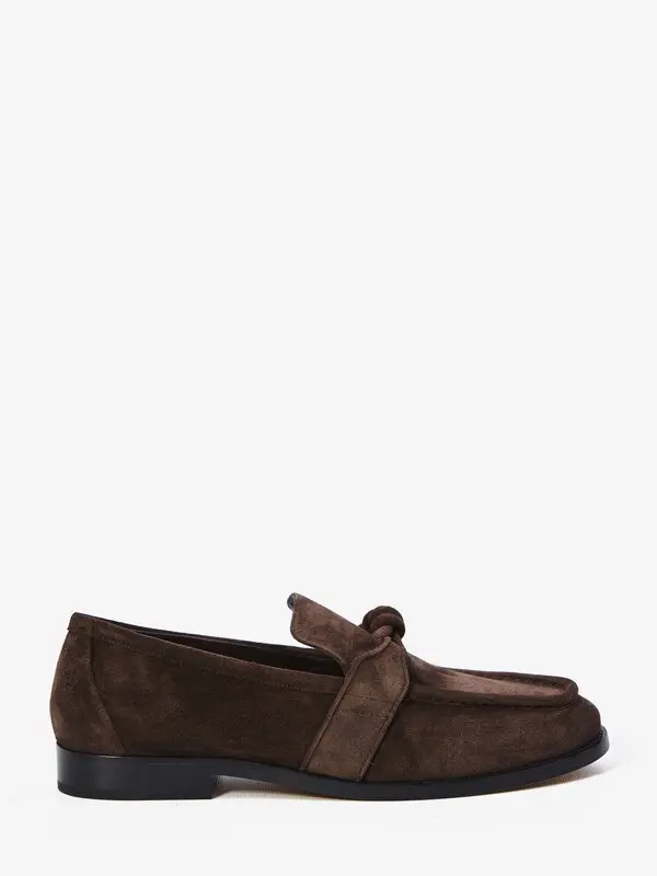 Bottega Veneta Signature Leather Knot Flat Loafers - Marrone