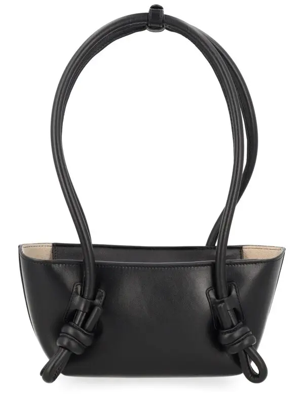 Hereu Leather Shoulder Bag With Knotted Details - Black