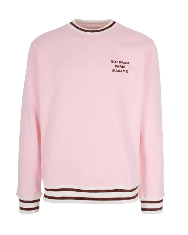Drole De Monsieur Crew Neck Sweatshirt With Graphic Print - Light Pink