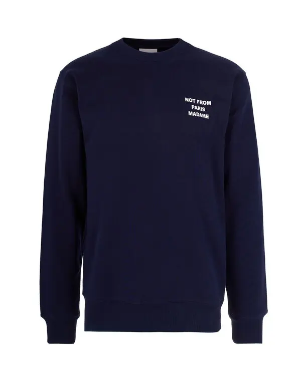 Drole De Monsieur Crew Neck Sweatshirt With Graphic Print - Navy