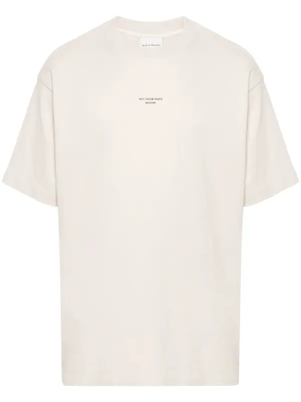 Drole De Monsieur Slogan Printed T-shirt Size - Beige