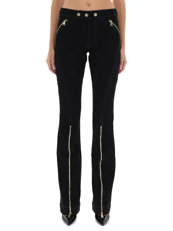 Versace Zip Detail Straight Leg Pants - Black
