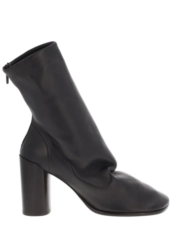 LEMAIRE Glove Ankle Boots With 80mm Heel In Smooth Lambskin Leather - Brown