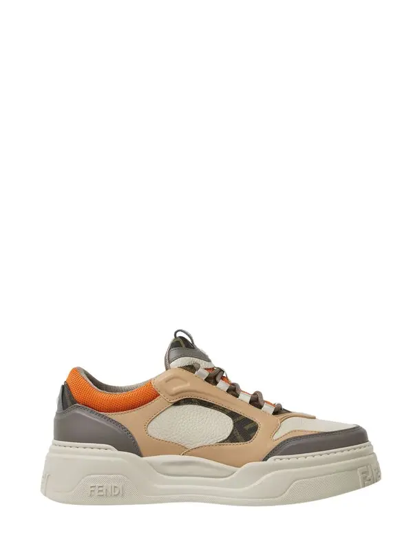 Fendi Force Low-top Lace-up Sneakers - Beige