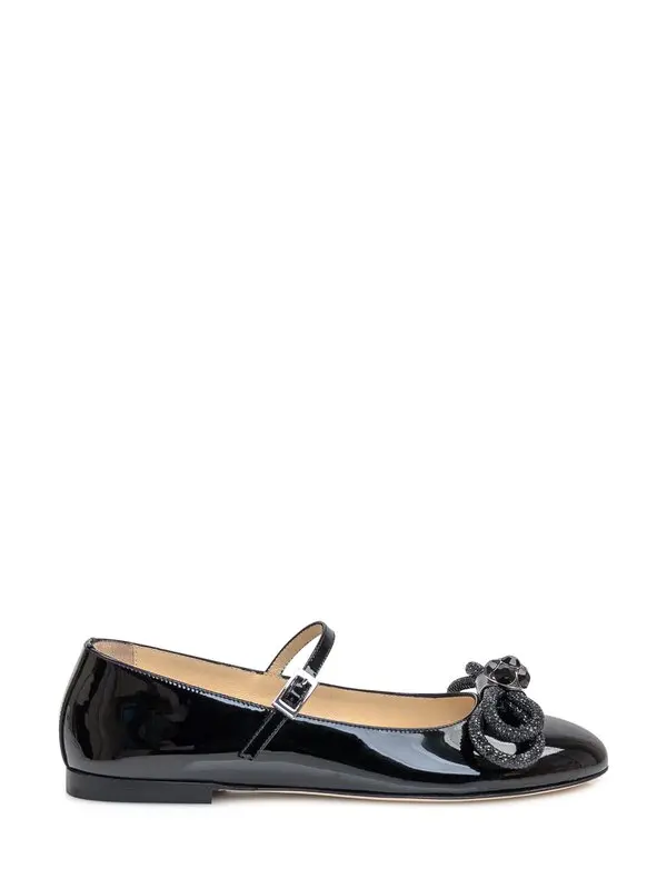 Mach & Mach Ballerina Double Bow Mini Sandals - Black