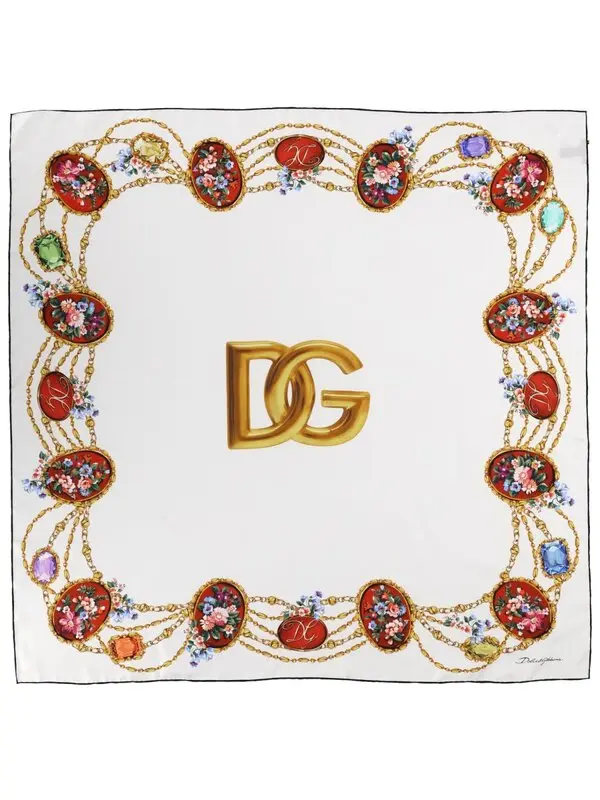 Dolce & Gabbana Small Floral-print Silk Twill Scarf 90x90 For - Black