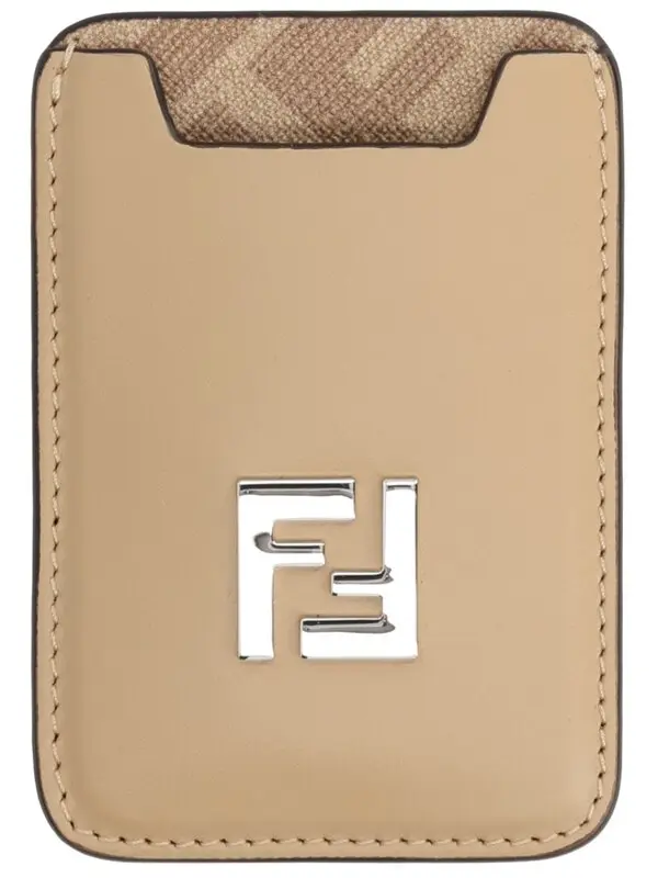 Fendi Leather Card Holder - Beige