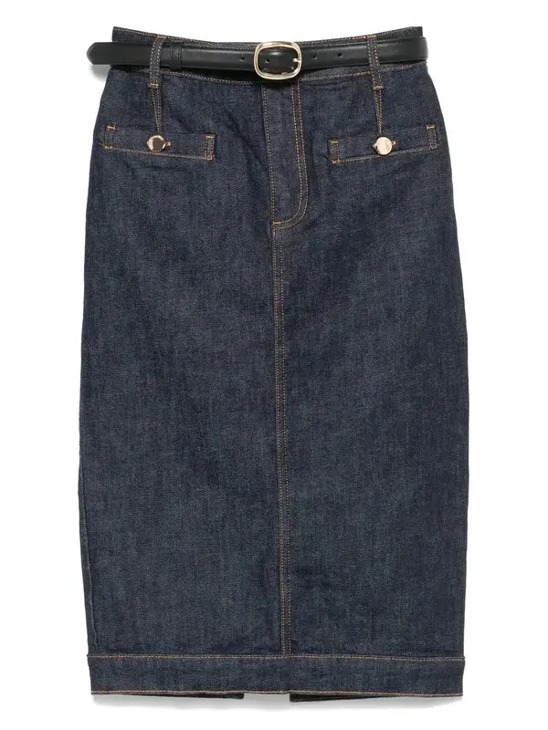 SELF-PORTRAIT Front Button Mini Skirt With Zip Closure And Matching Belt