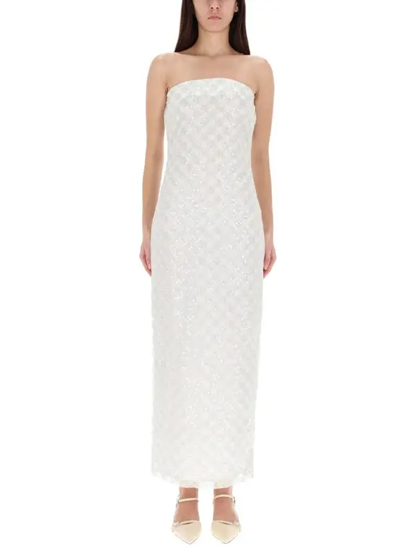 ROTATE BY BIRGER CHRISTENSEN Long Dress With Belt Size - Ivory