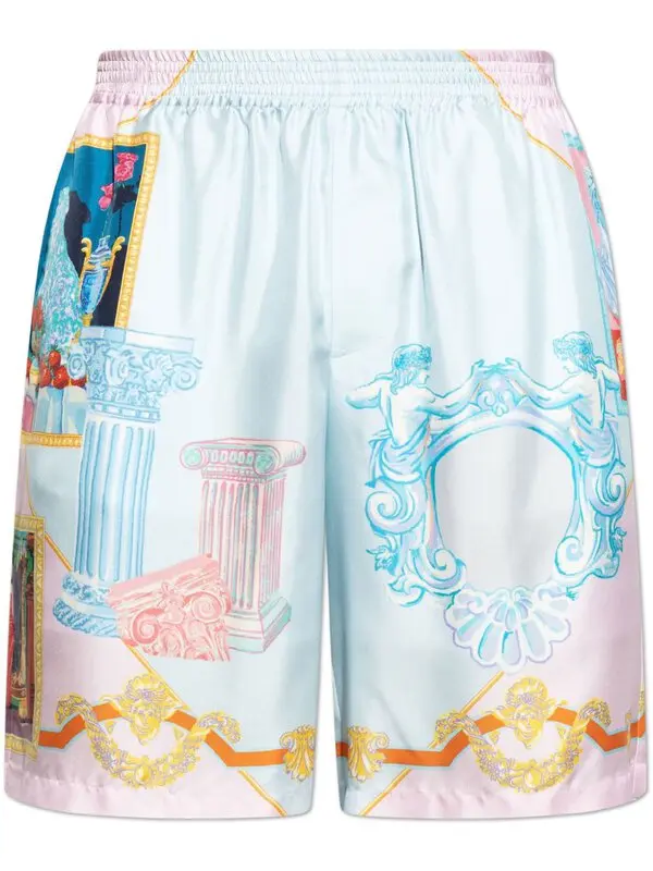 Versace Gallery Print Silk Shorts - Multicolour