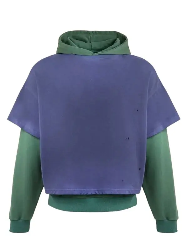 FOUND Layered Distressed Cotton Hoodie And T-shirt Set