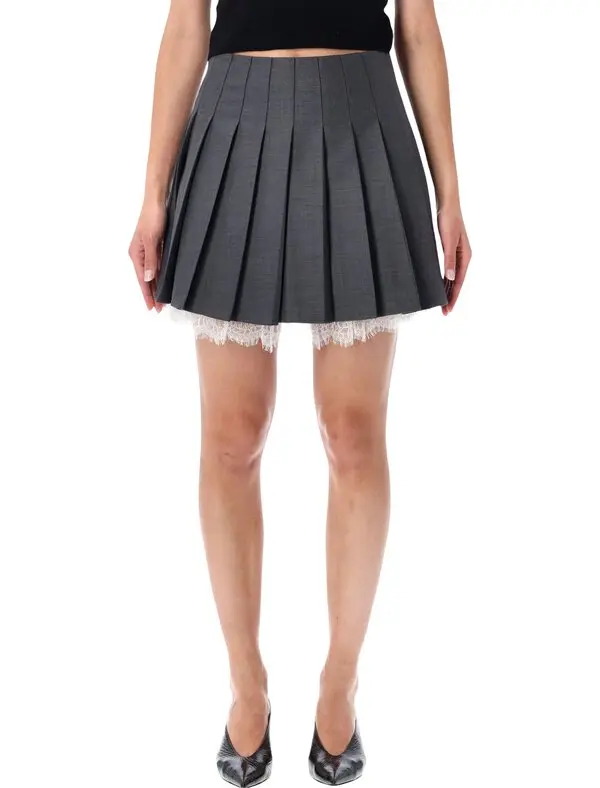 SELF-PORTRAIT Pleated A-line Mini Skirt - Grigio