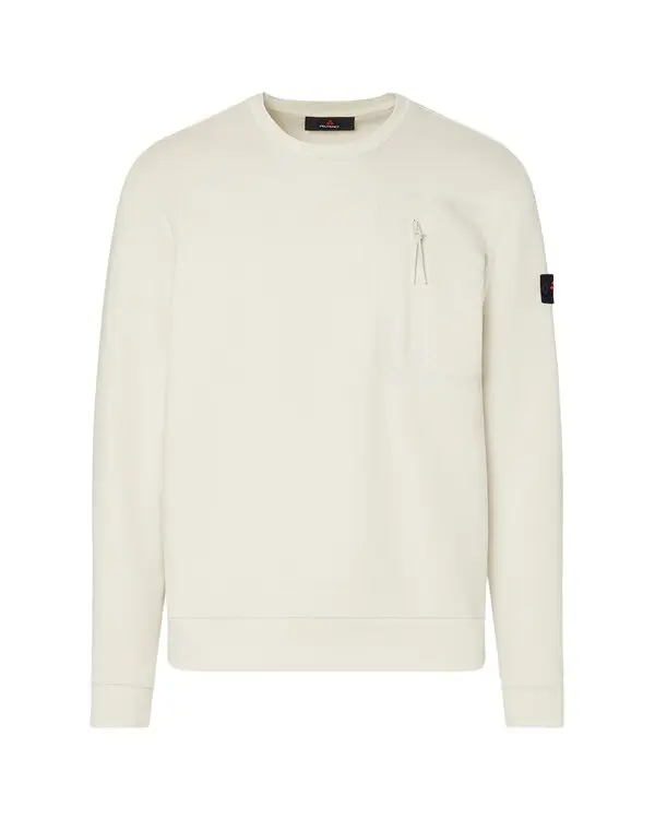 Peuterey Lightweight Knit Crew Neck Sweater With Pocket Detail - Pergamena