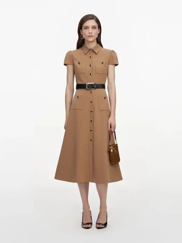 SELF-PORTRAIT Button-down Mini Dress With Removable Belt And Functional Pockets