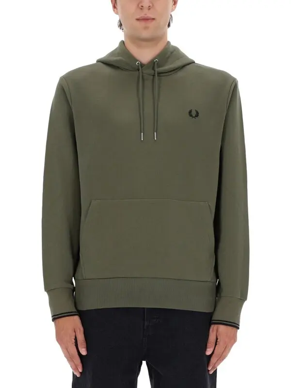 Fred Perry Cotton Hooded Sweatshirt - Green