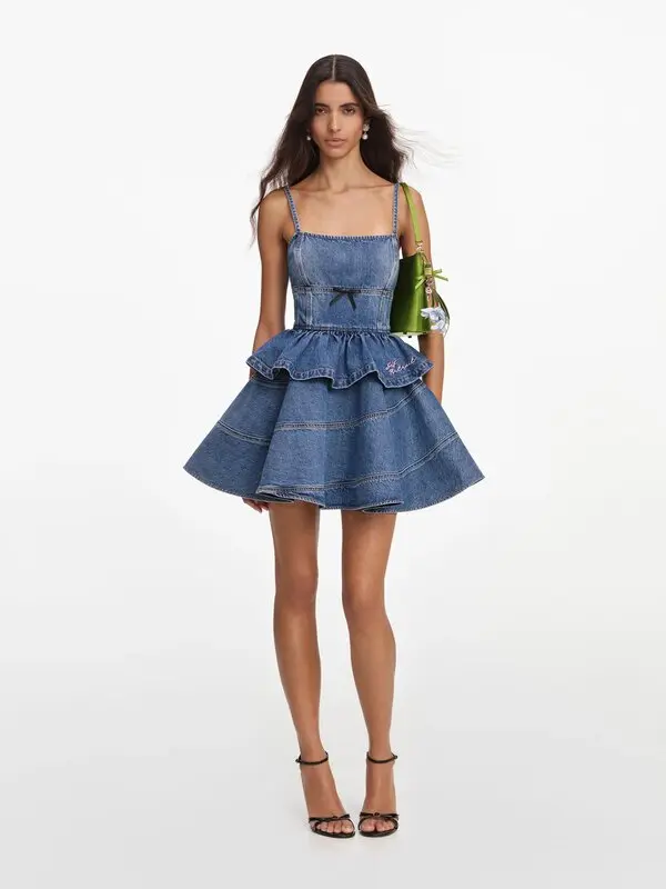 SELF-PORTRAIT Mini Skater Style Skirt With Back Zip And Bow Motif Size