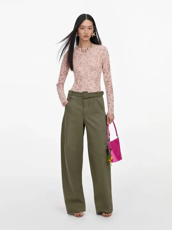 SELF-PORTRAIT Barrel Leg Cut Jeans - Verde