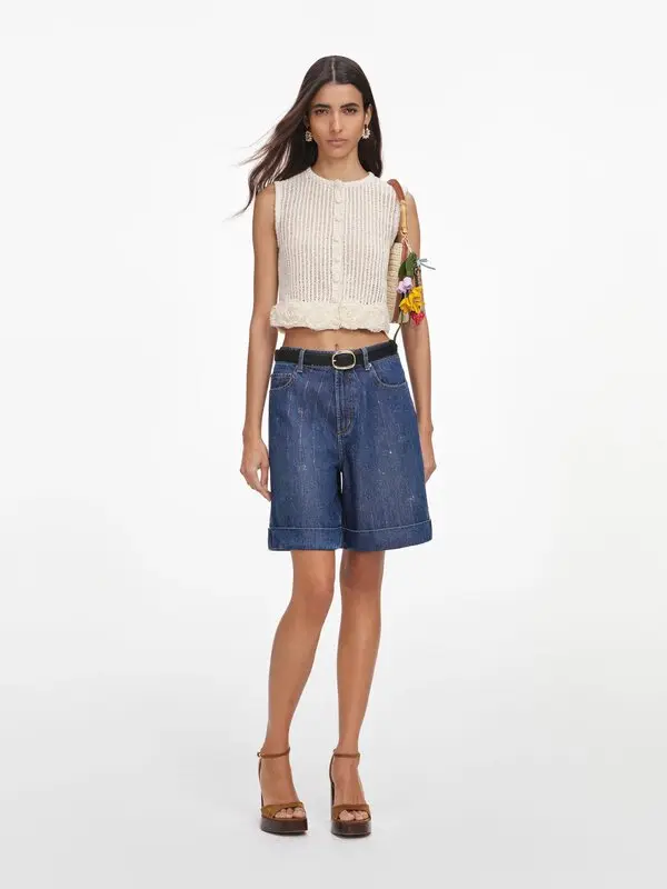 SELF-PORTRAIT Button Closure Front Mini Dress Size - Bianco