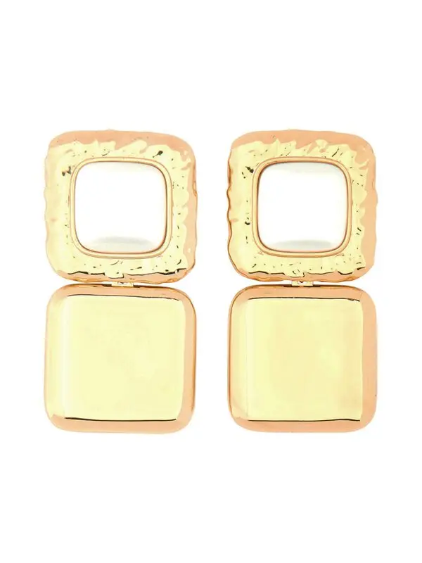 SELF-PORTRAIT Square Drop Earrings - Gold