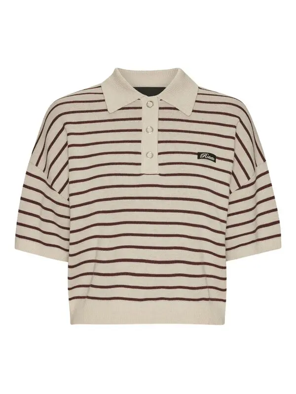 ROTATE BY BIRGER CHRISTENSEN Classic Polo With Ribbed Details Size - Beige