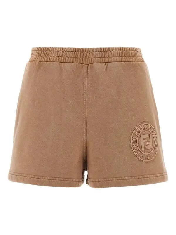 Fendi Stylish Cotton Mini Shorts With Artistic Waistband