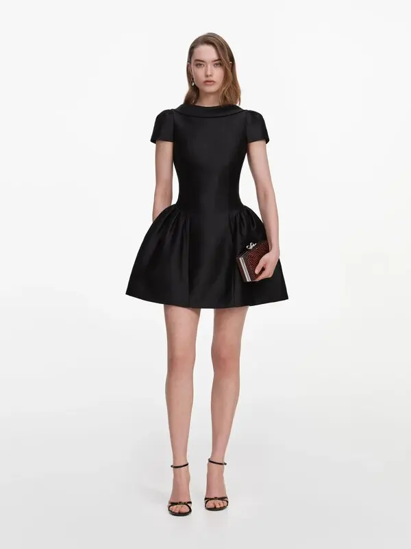 SELF-PORTRAIT Elegant Mini Dress With Functional Pockets - Nero