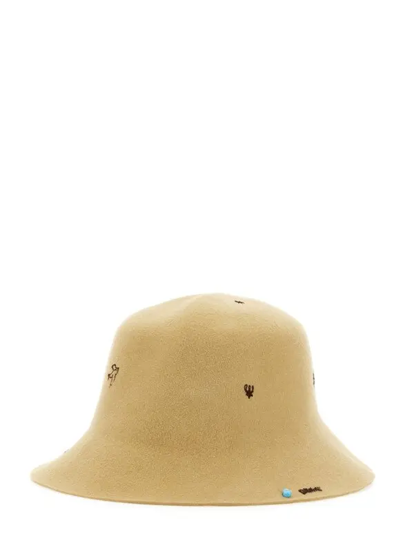 SUPERDUPER FEAT LORENZOJOVA Embroidered Bucket Hat - Beige