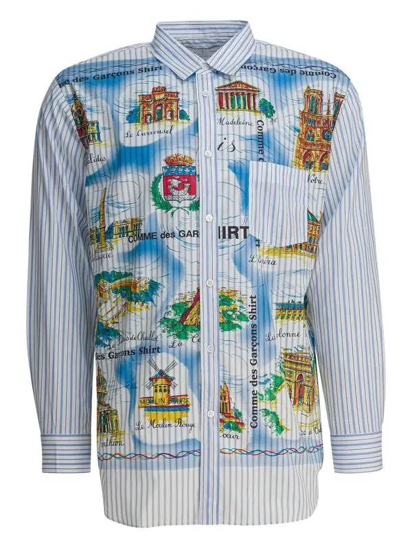 Comme Des Garçons Woven Stripe Mix Button-up Shirt For Fw25 - Stripemix