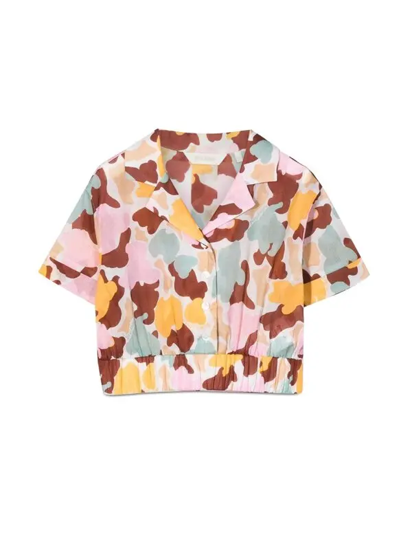 Palm Angels Cropped Camouflage Print Shirt - Multicolour