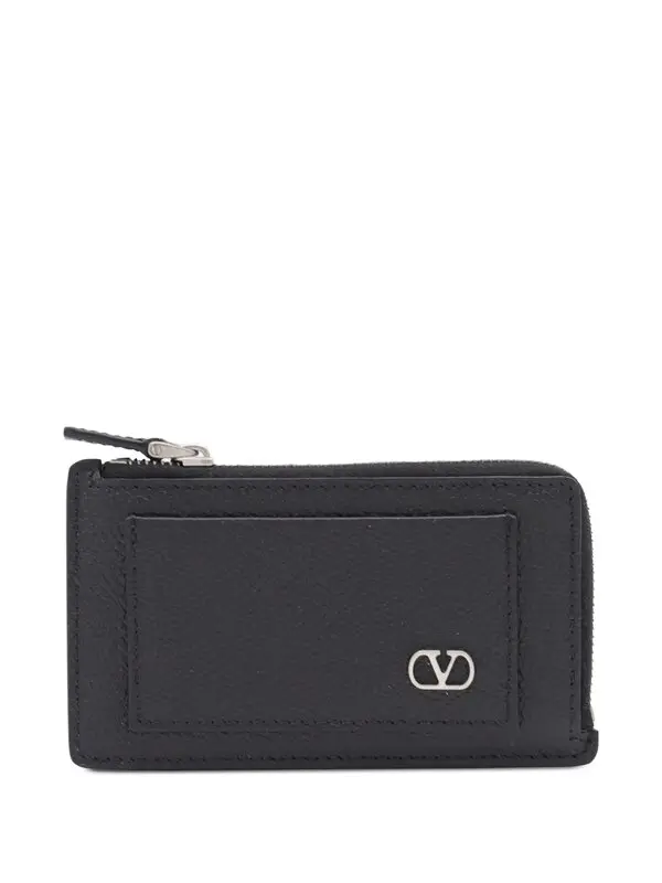 Valentino Garavani Signature Mini Wallet With Antique Finish 7 Cm X 12.5 Cm - Black