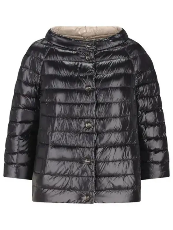 Herno Quilted Reversible Jacket With Three-quarter Sleeves - Black
