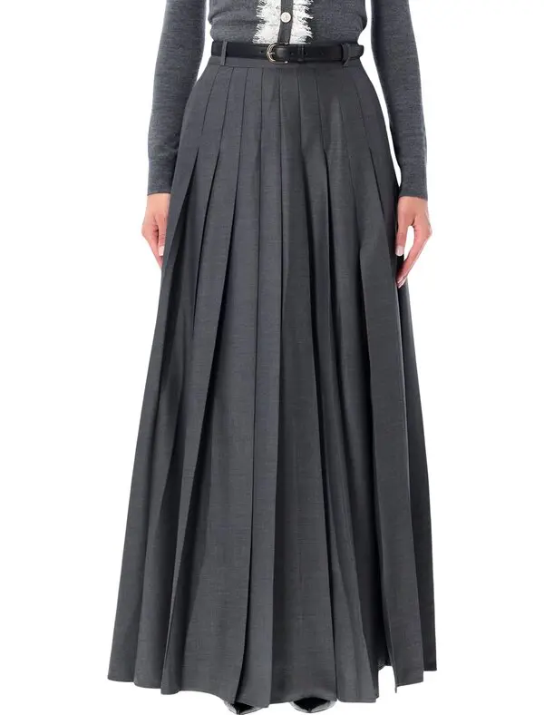 SELF-PORTRAIT Belted Mini Skirt With Split Design - Grigio