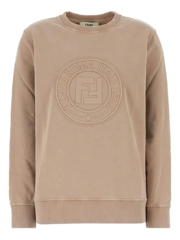 Fendi Ribbed Hem Knit Sweatshirt - Beige