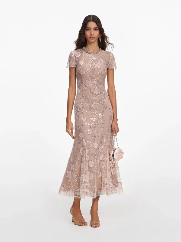 SELF-PORTRAIT Sequin Embellished Mini Dress - Rosa