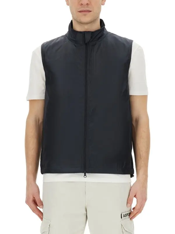 Aspesi Zip-up Nylon Vest - Blue