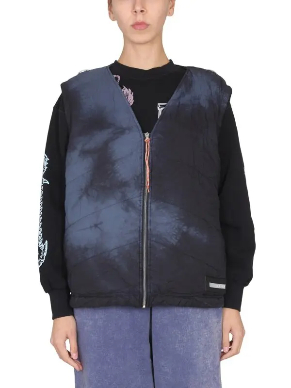 Aries Tie & Dye Zip-up Vest - Blue