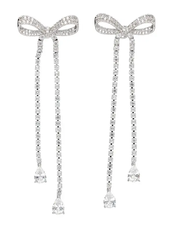 SELF-PORTRAIT Dangling Crystal Embellished Earrings - Argento