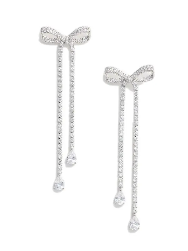 SELF-PORTRAIT Dangling Crystal Embellished Earrings - Argento