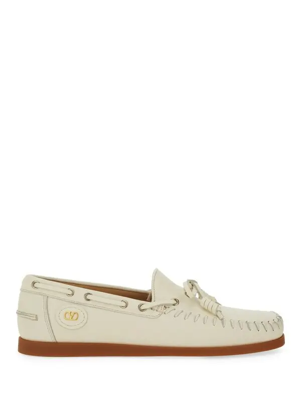 Valentino Garavani Vlogo Signature Leather Loafers - Ivory