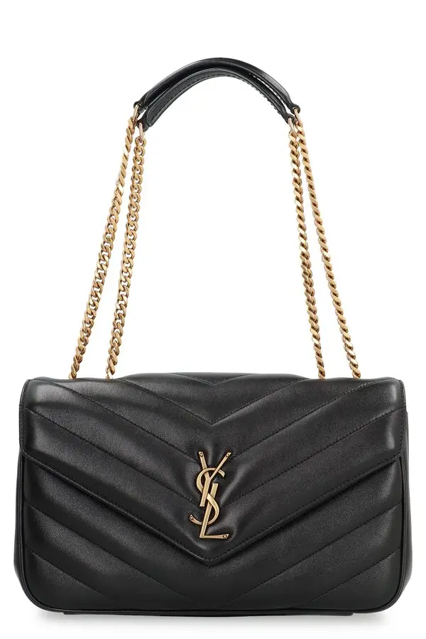 Saint Laurent Loulou Medium In Matelassé Lambskin - Black